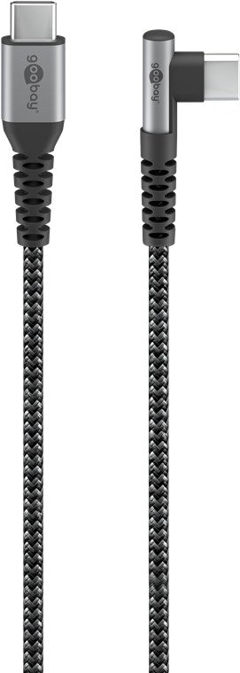 USB-C Vinklet metalstik, 90°, 2 meter / 3A/ 60W
