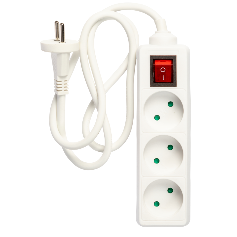 Stikdåse 3-vejs stik med kontakt (D), 1m